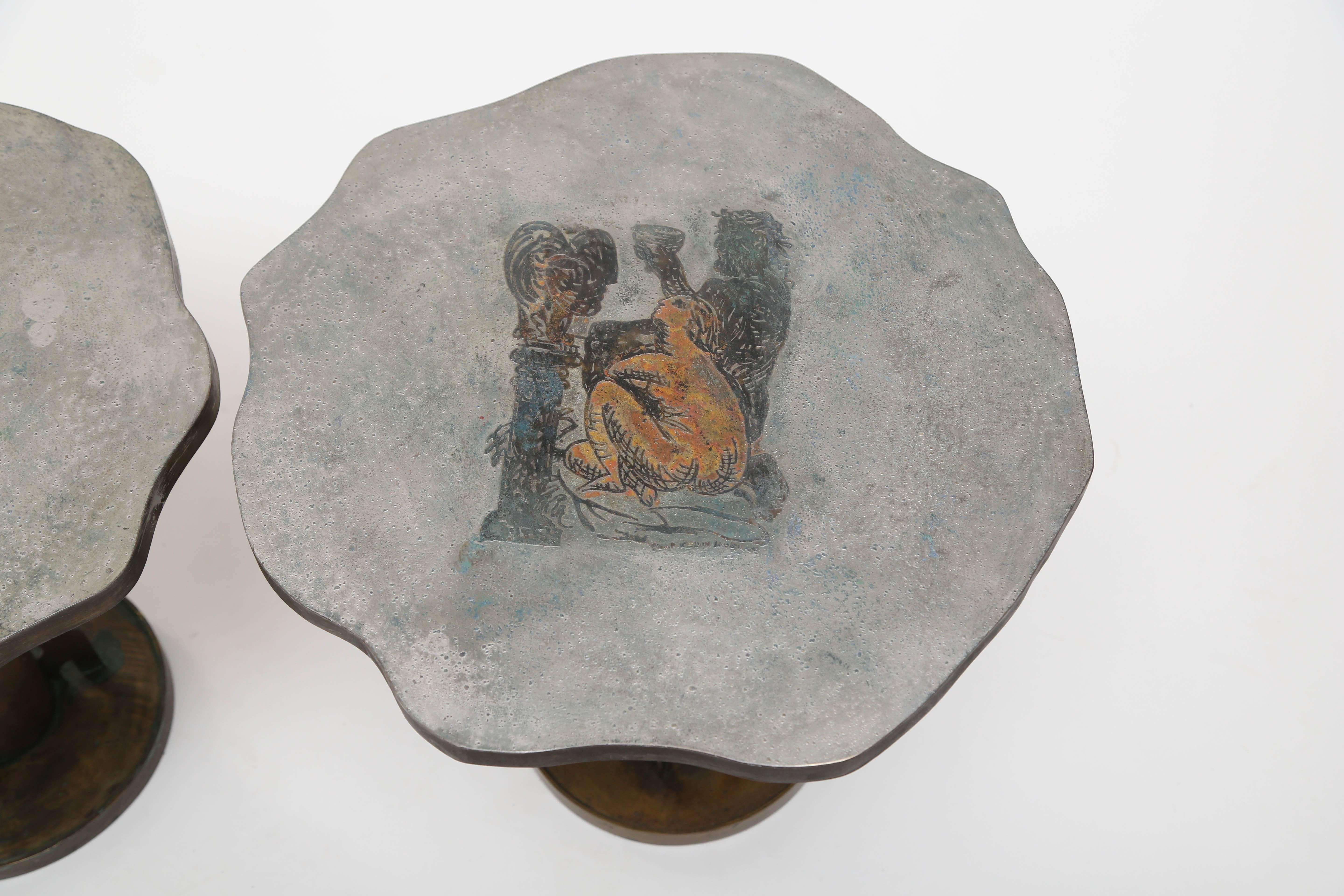 Philip and Kelvin LaVerne Apres Picasso Side Tables at 1stDibs