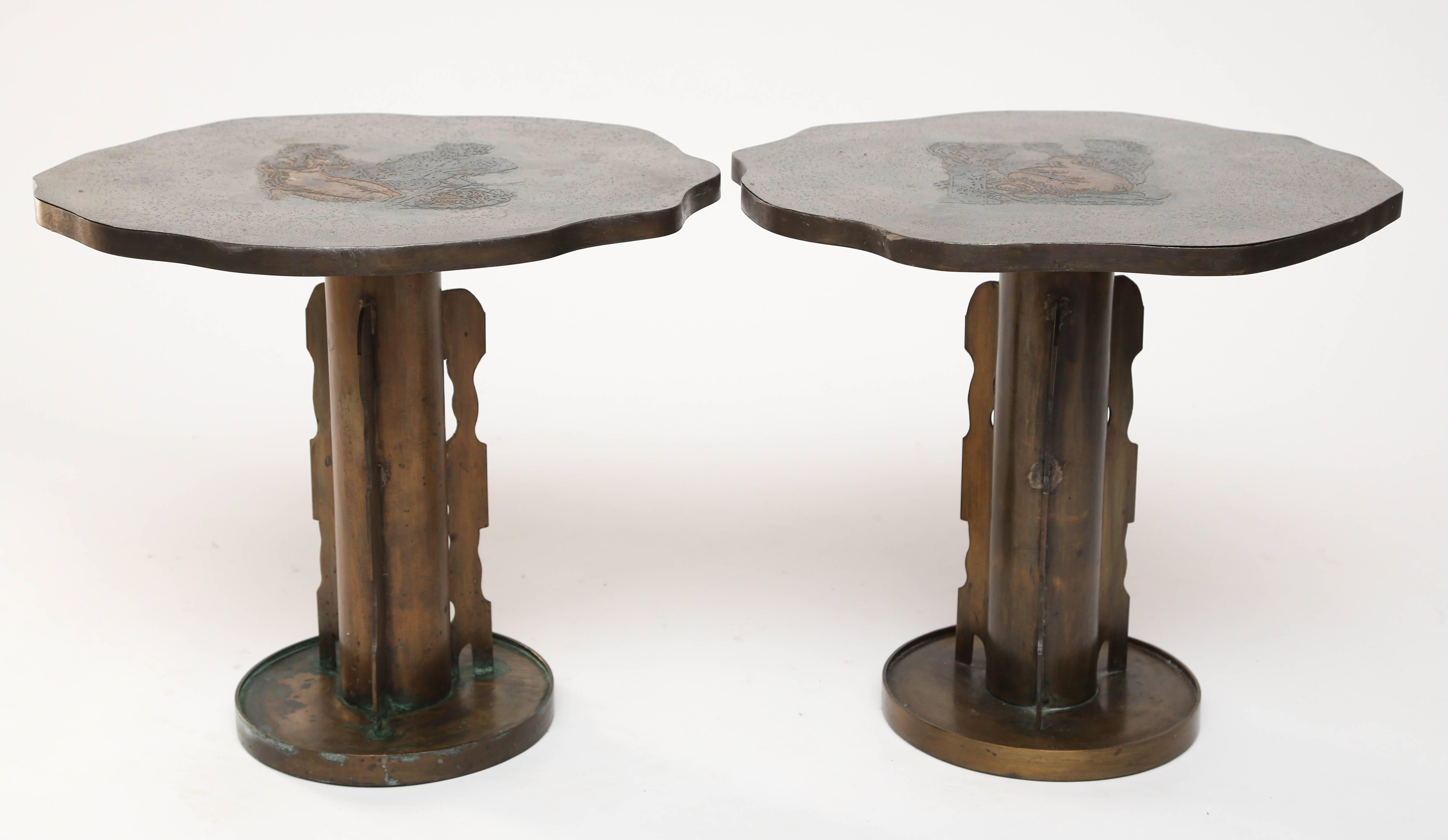 Philip and Kelvin LaVerne Apres Picasso Side Tables at 1stDibs