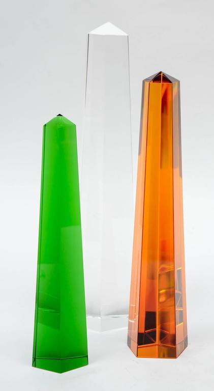Decorative Set of Three Murano Glass Obelisks at 1stDibs
