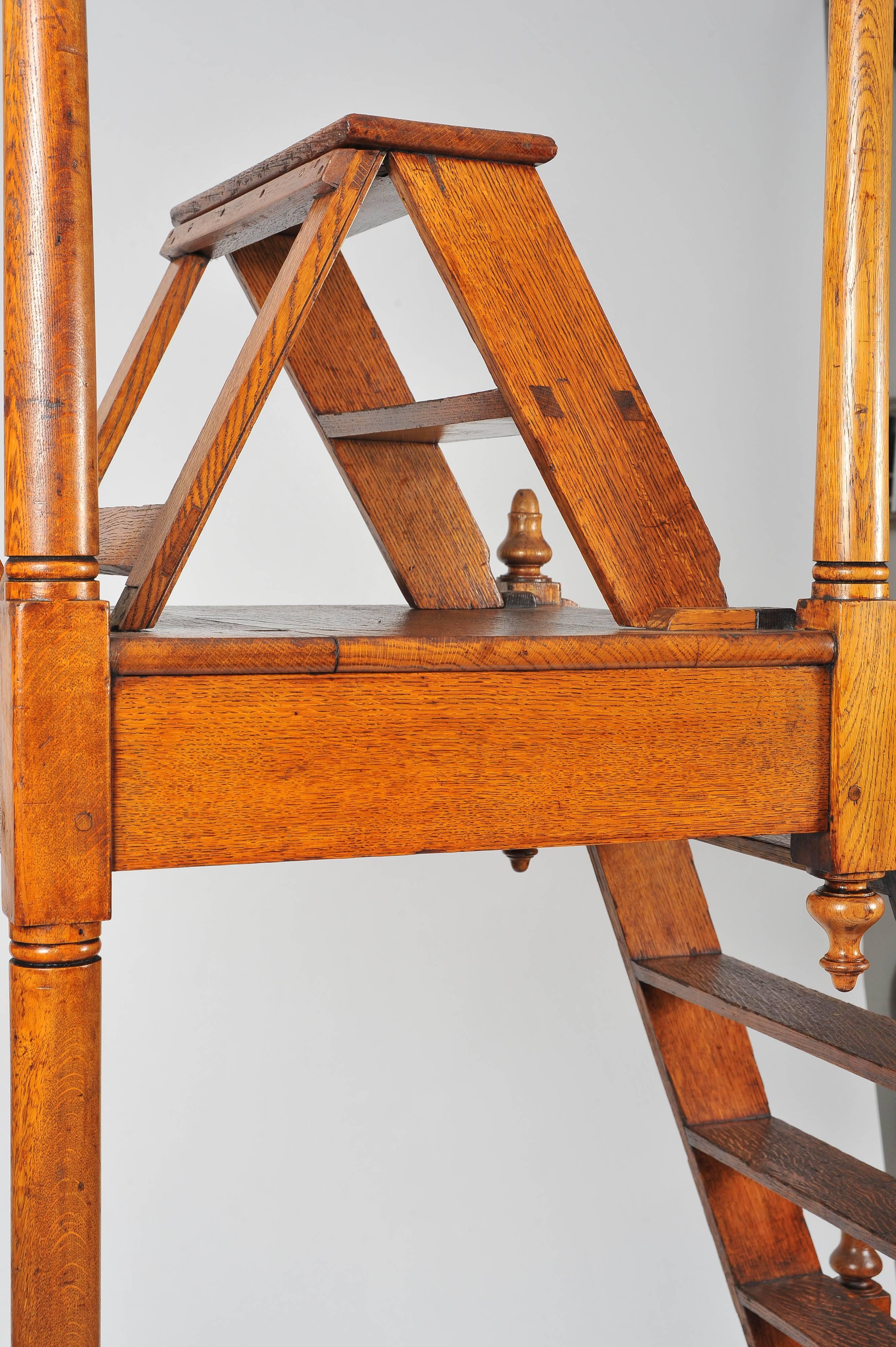 Superb 19th Century Large Oak Library Steps For Sale at 1stDibs ...