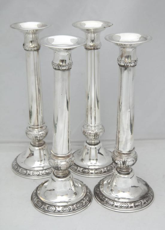 Suite of Four Tall Neoclassical-Style Sterling Silver Candlesticks For ...