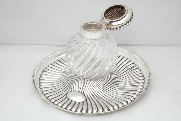 Rare Very Large Unusual Victorian Sterling Silver-Mounted Inkwell on ...