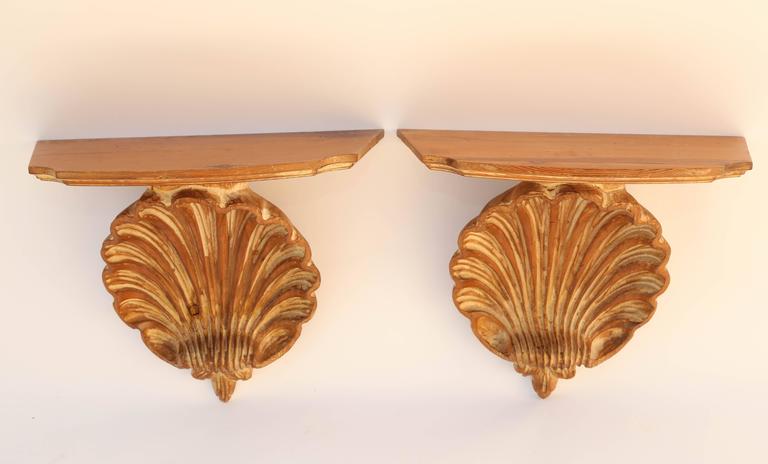 Pair of Scallop Shell Wall Shelves at 1stDibs
