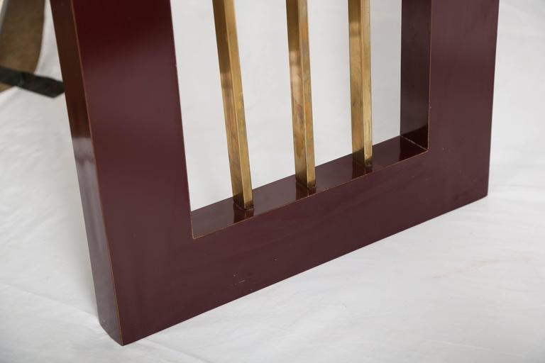 1970' Burgundy High Gloss Formica and Brass Dining Table or Desk at ...