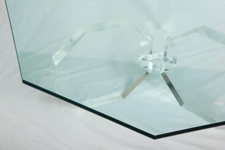 1970s Three Thick Lucite Octagon Shaped Coffee Table with Octagonal ...
