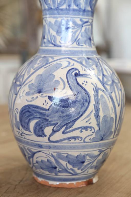 Spanish Ceramic Blue and White Vase, Signed by Domingo Punter at 1stDibs