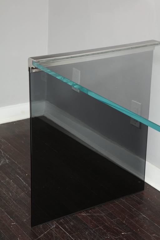 Vintage Waterfall Desk in Chrome with Smoke and Clear Glass at 1stDibs