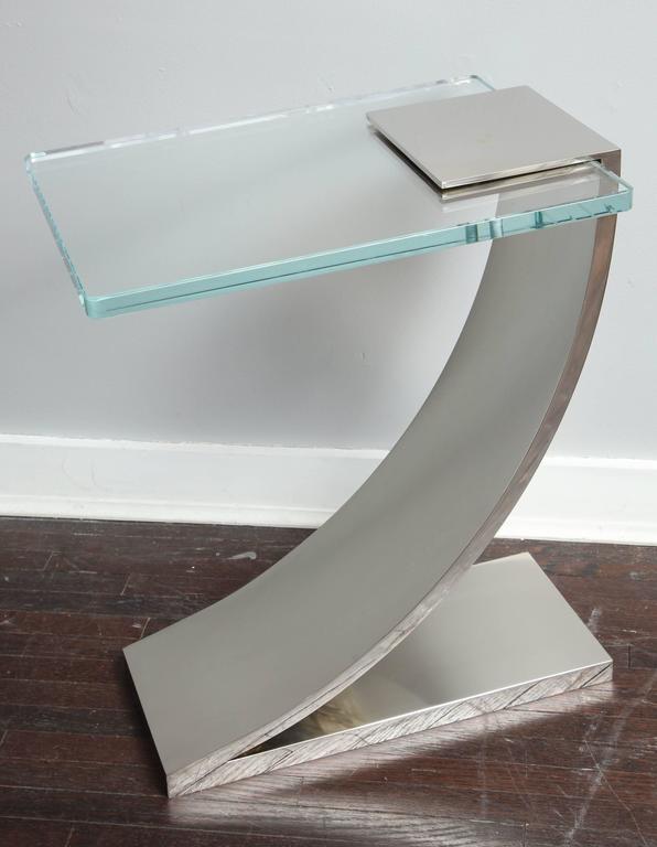 Custom Nickel Plated Z Side Table For Sale at 1stDibs