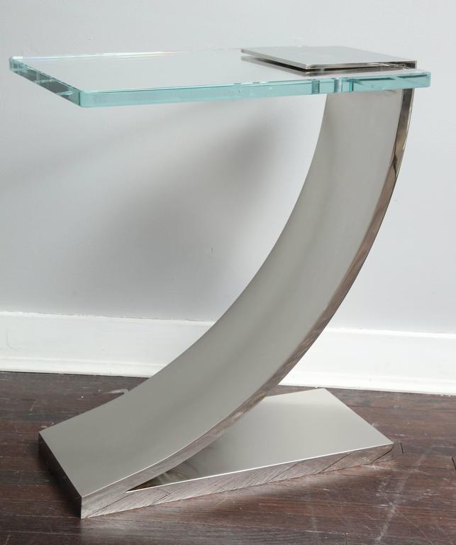 Custom Nickel Plated Z Side Table For Sale at 1stDibs