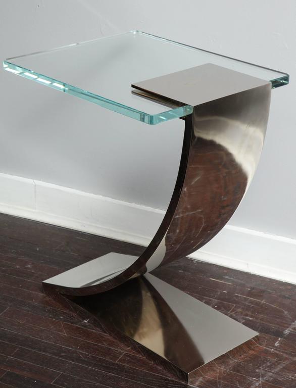 Custom Nickel Plated Z Side Table For Sale at 1stDibs