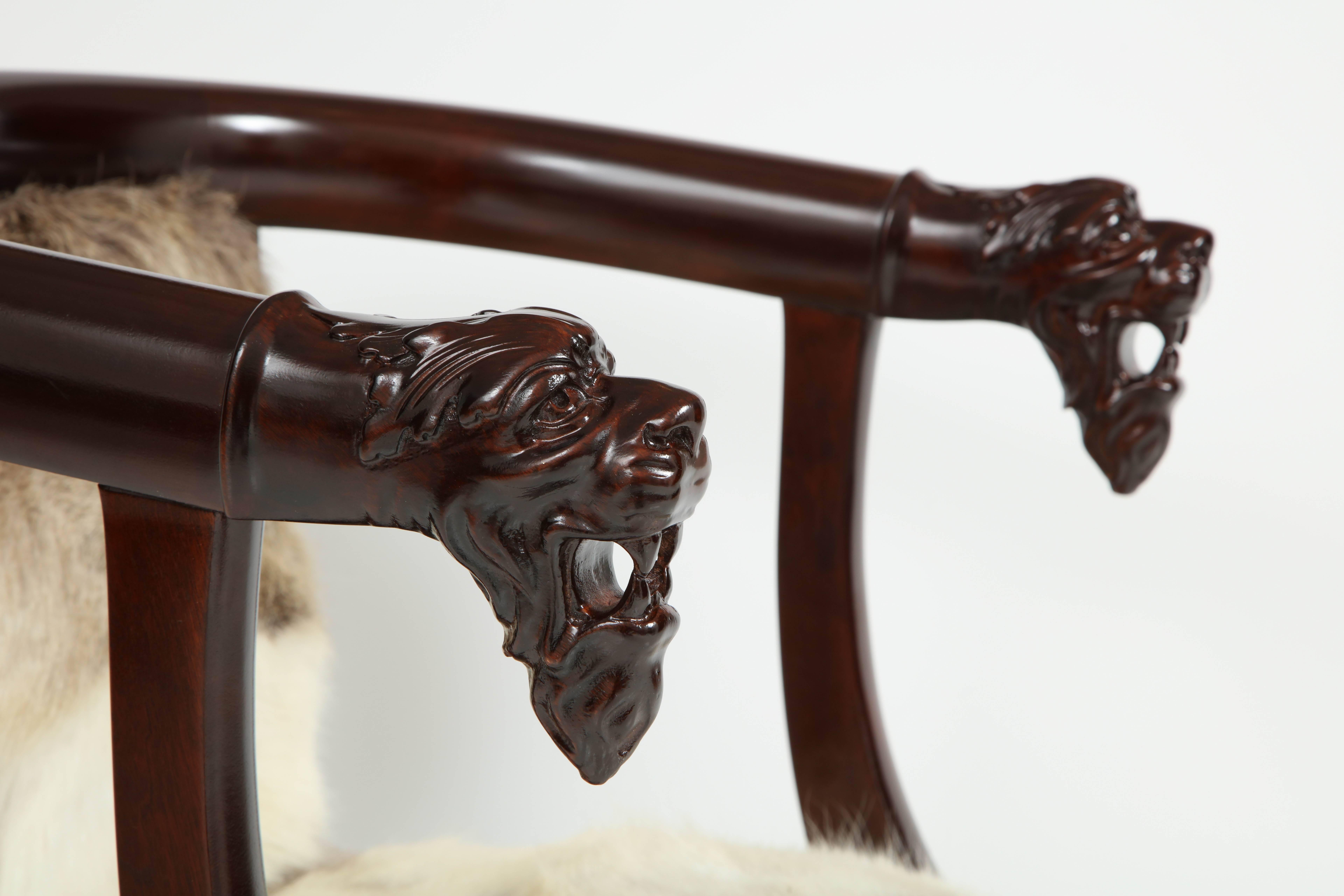 19th C. Carved Lion Head Mahogany Club Chair at 1stDibs | carved lion ...