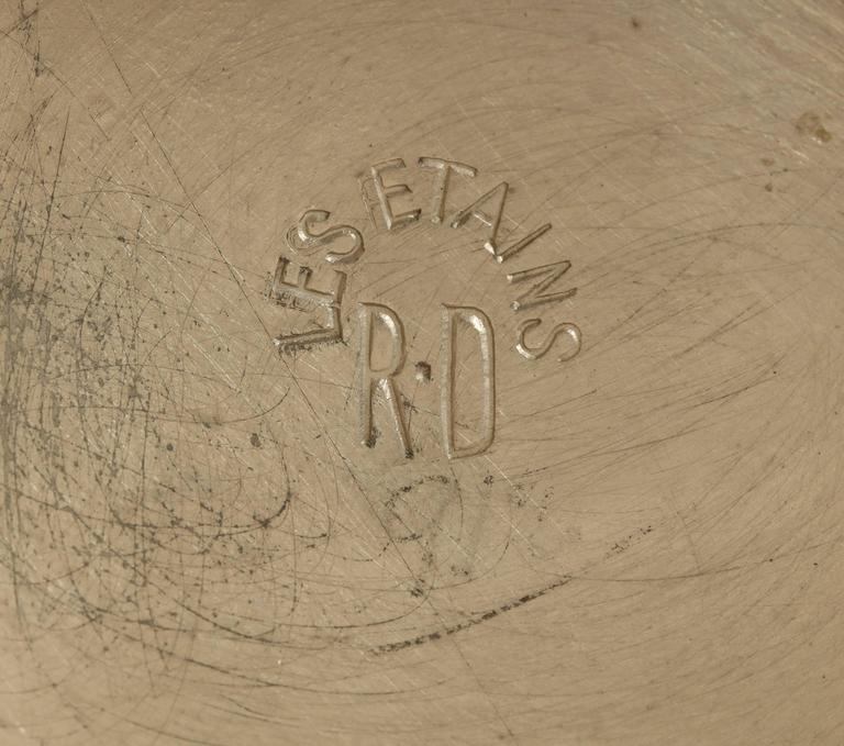 Rene Delavan French Art Deco Pewter Dinanderie Pitcher For Sale at 1stDibs