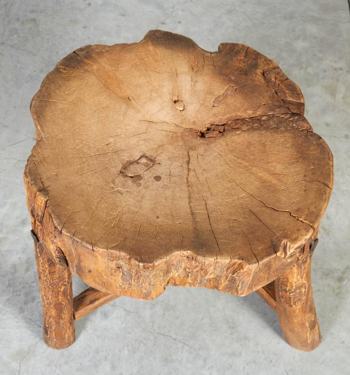 Organically Shaped Rustic Butcher Block Stool at 1stDibs