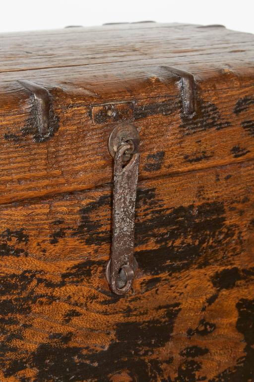 Perfectly Worn Antique Chest with Original Iron Fittings at 1stDibs