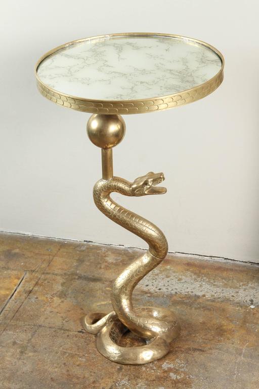 Serpent Side Table with Mirrored Top For Sale at 1stDibs