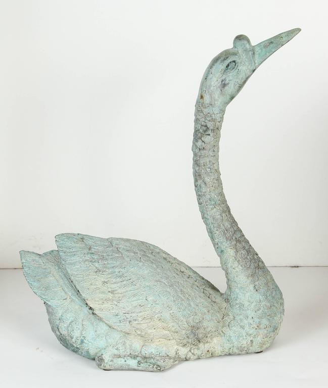 Pair of Vintage Bronze Swans at 1stDibs