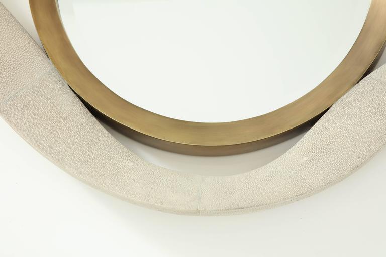 Shagreen Mirror with Brass Details, Cream Color, Organic Shape ...