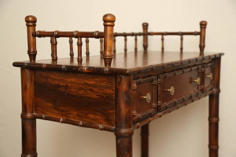 Italian Faux Bamboo Vanity Table and Bench at 1stDibs | bamboo vanity desk