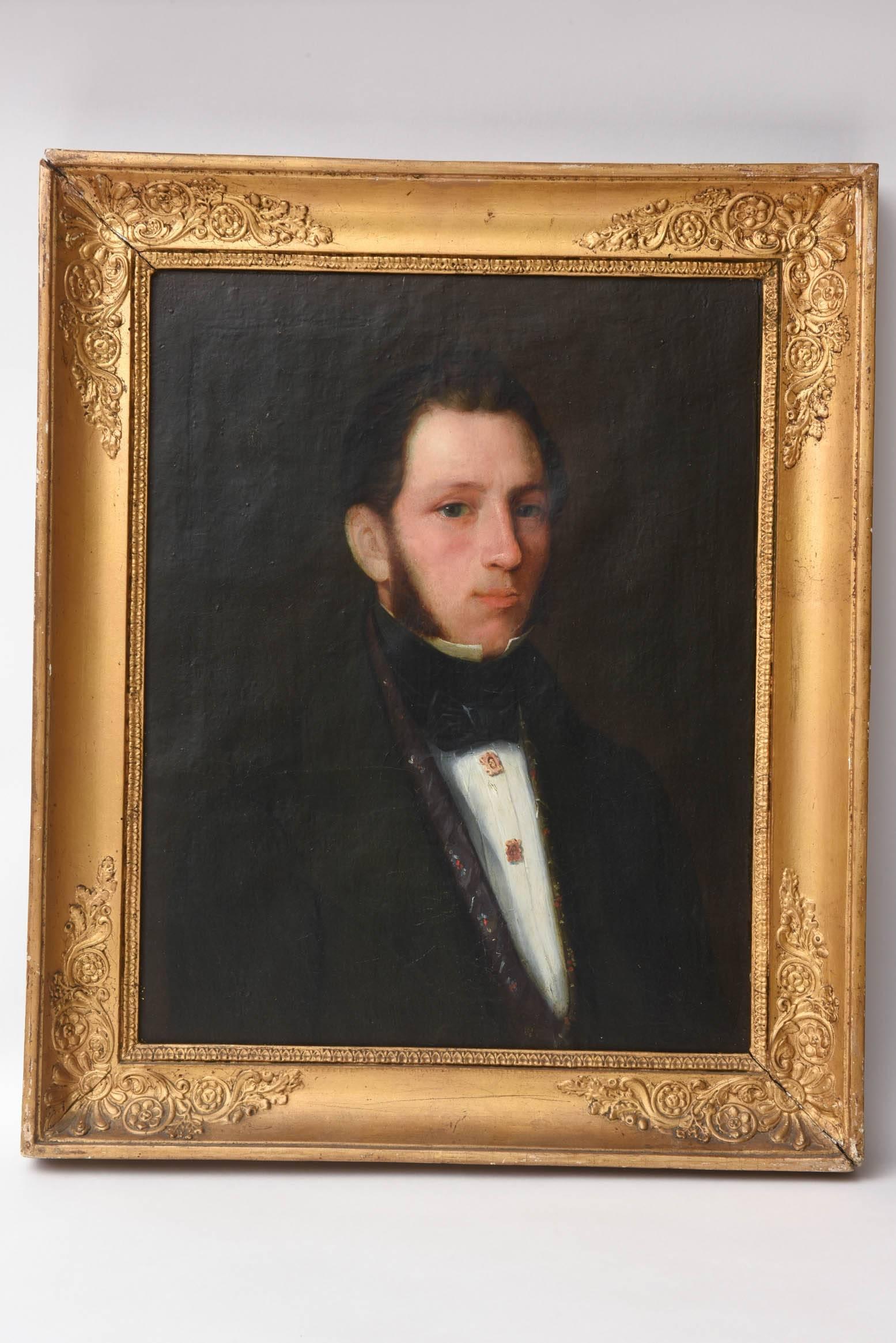 Pair of Antique Portraits, Connecticut circa 1840, Original Frames at ...