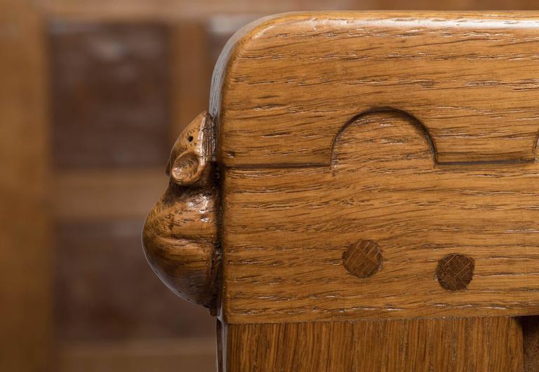 Robert Mouseman Thompson oak twin bed "FJB", England circa 1930 at 1stDibs