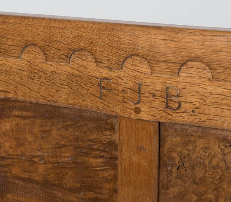 Robert Mouseman Thompson oak twin bed "FJB", England circa 1930 at 1stDibs