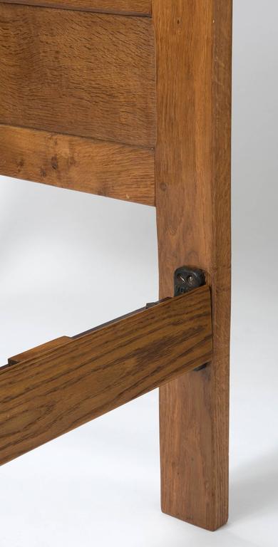 Robert Mouseman Thompson oak twin bed "FJB", England circa 1930 at 1stDibs