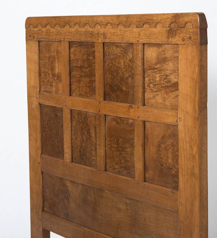 Robert Mouseman Thompson oak twin bed "FJB", England circa 1930 at 1stDibs