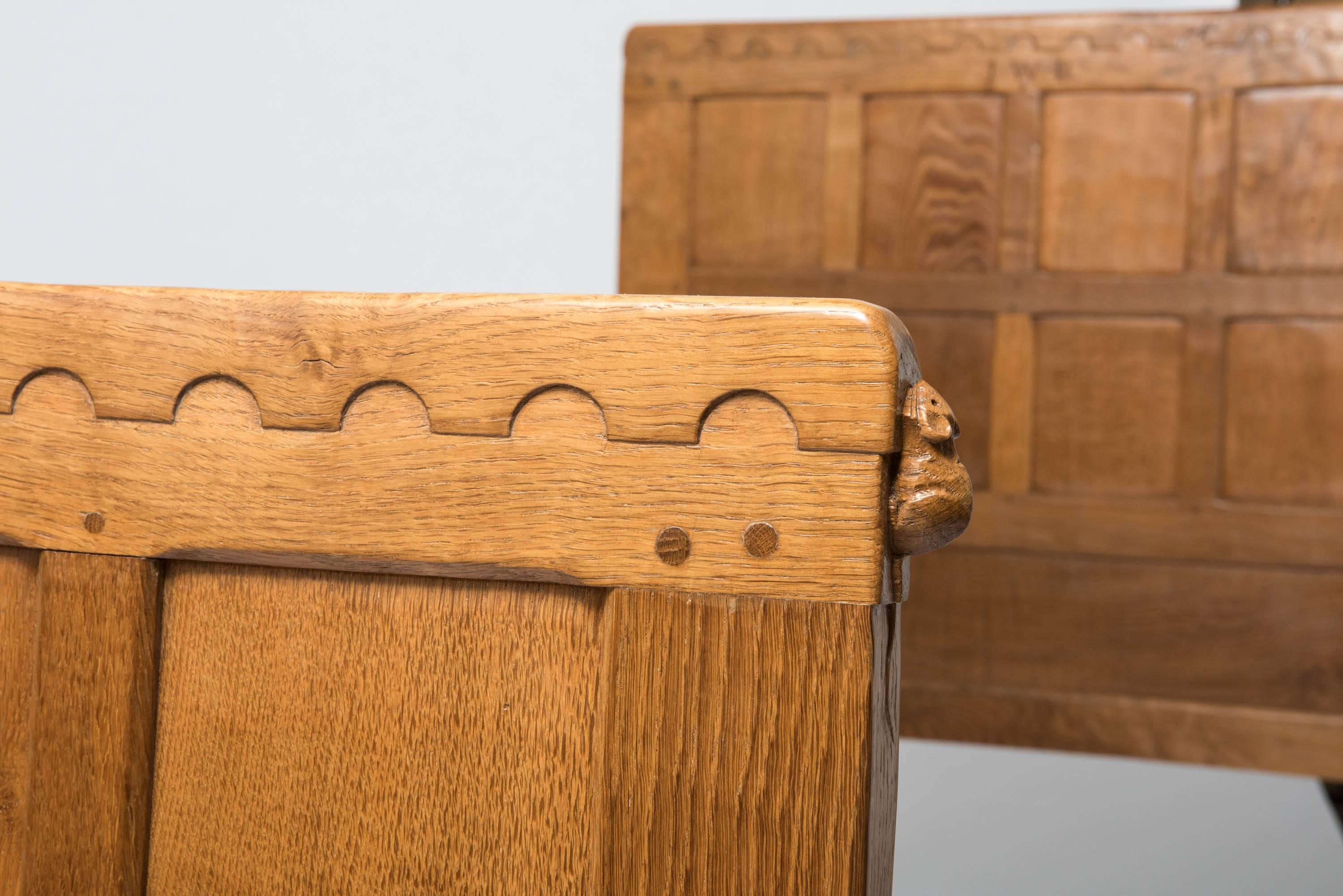 Robert Mouseman Thompson oak twin bed "JWB", England circa 1930 at ...