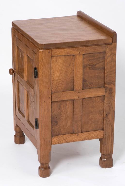 Robert Mouseman Thompson oak bedside cabinet, England circa 1930 at 1stDibs