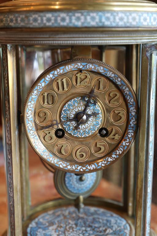 French L. Marti et Cie Champleve and Brass Circular Clock, Late 19th ...