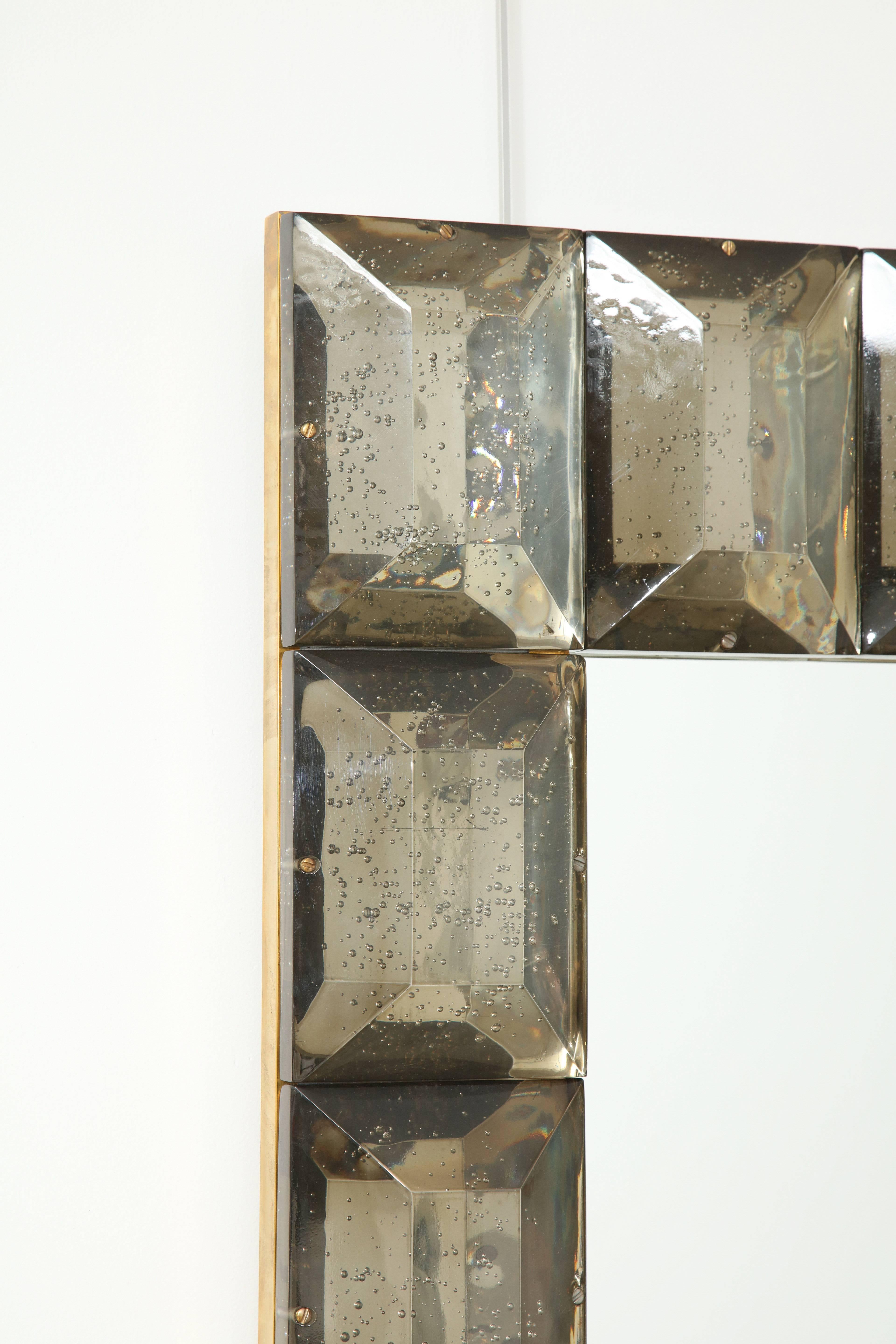 Contemporary Diamond Pattern Murano Smoked Glass Mirror, in Stock For ...