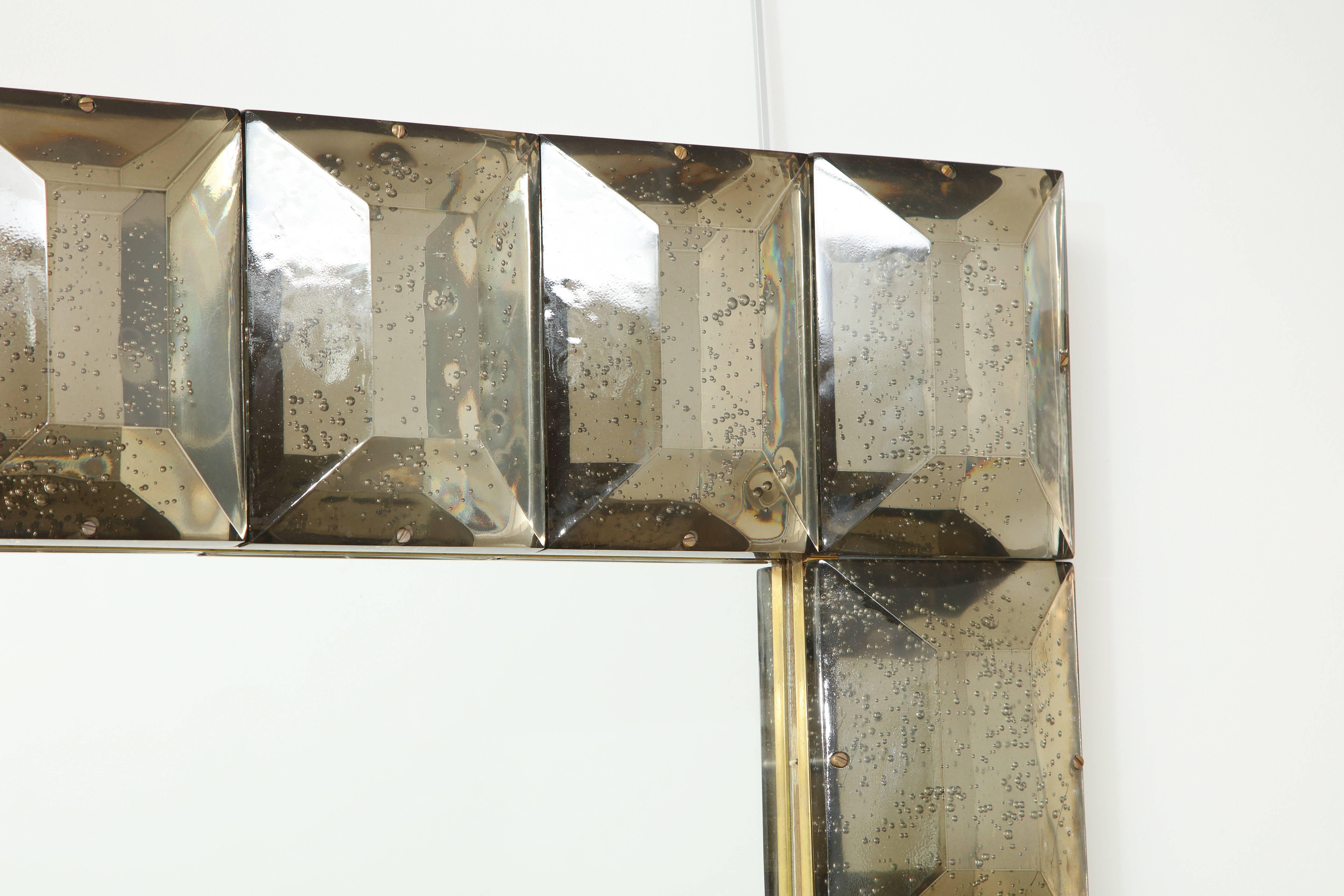 Contemporary Diamond Pattern Murano Smoked Glass Mirror, in Stock For ...
