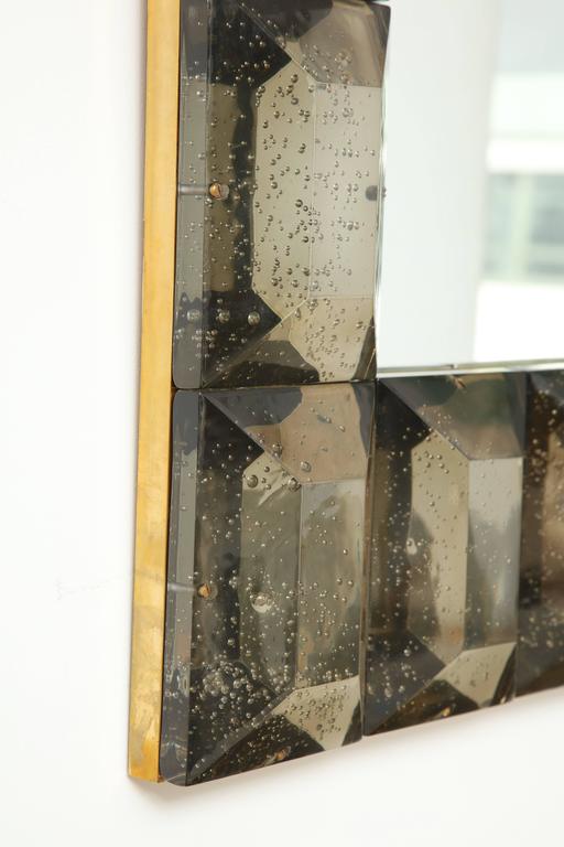 Contemporary Diamond Pattern Murano Smoked Glass Mirror, in Stock For ...