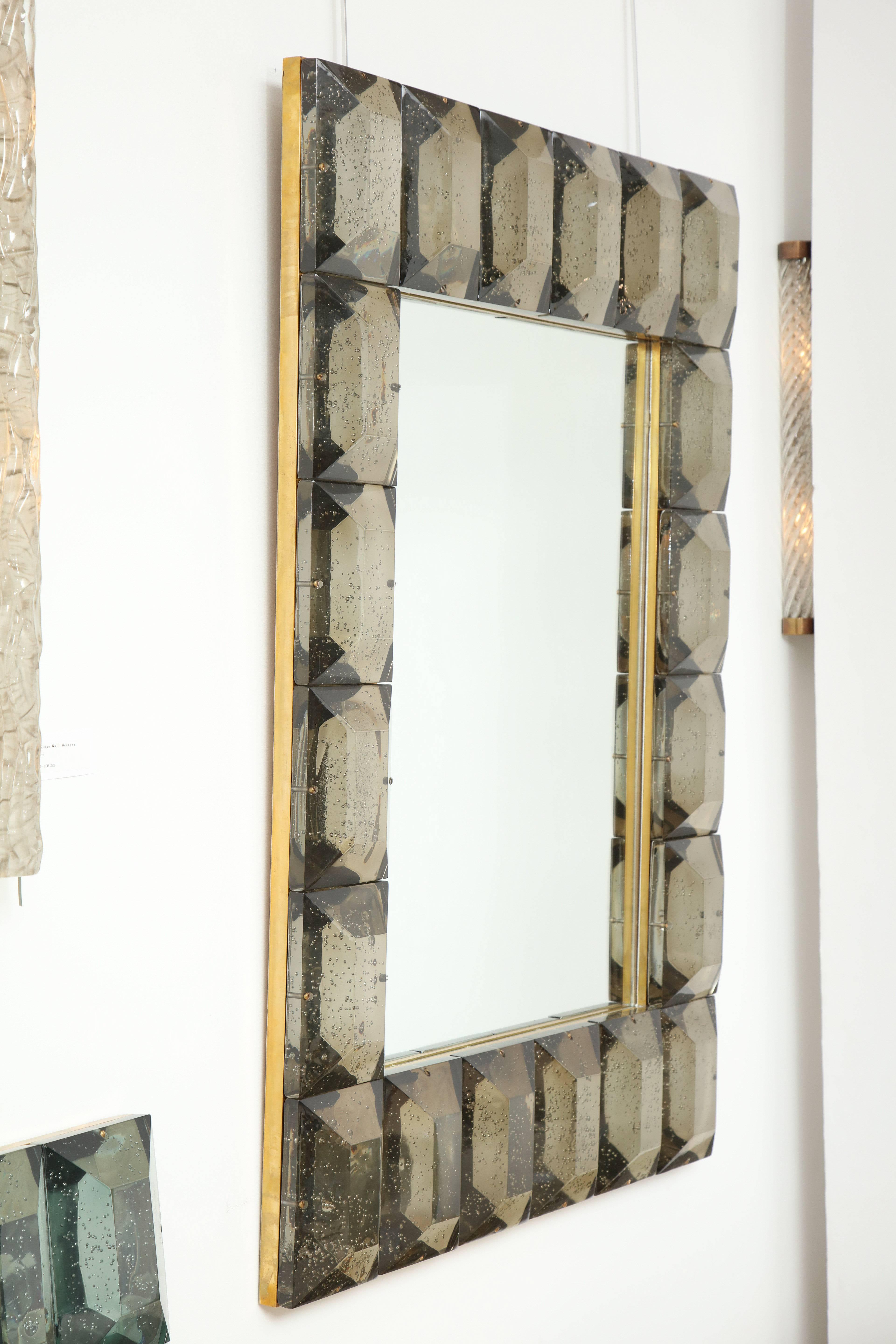 Contemporary Diamond Pattern Murano Smoked Glass Mirror, in Stock For ...
