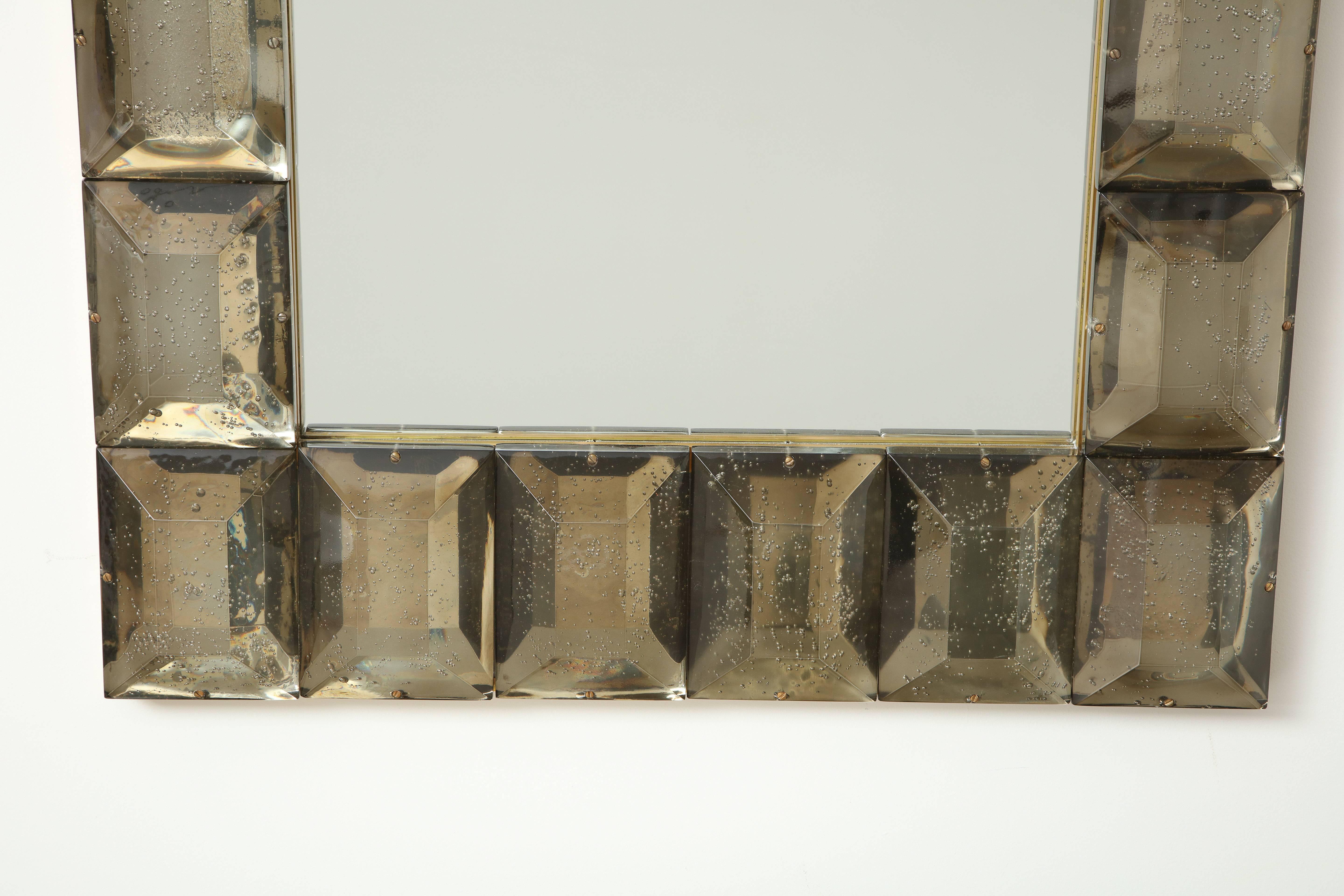 Contemporary Diamond Pattern Murano Smoked Glass Mirror, in Stock For ...