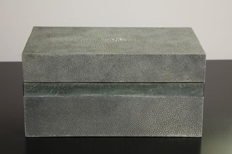 Custom Genuine Shagreen Treasure Box with Parchment Trim in Gray at 1stDibs