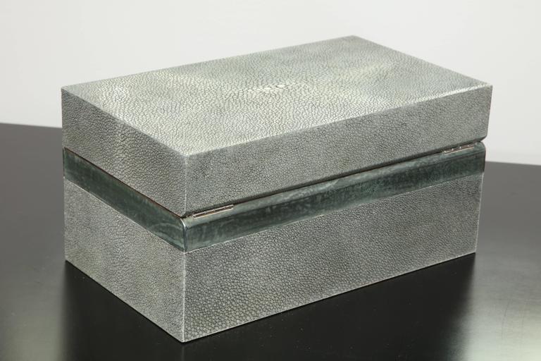 Custom Genuine Shagreen Treasure Box with Parchment Trim in Gray at 1stDibs