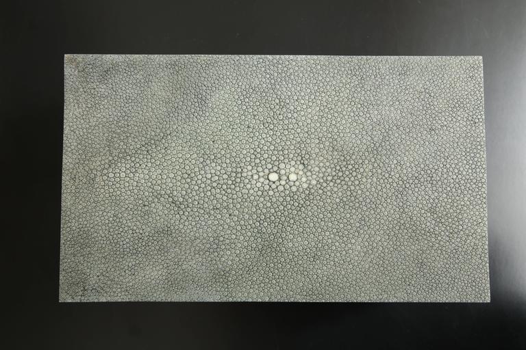 Custom Genuine Shagreen Treasure Box with Parchment Trim in Gray at 1stDibs