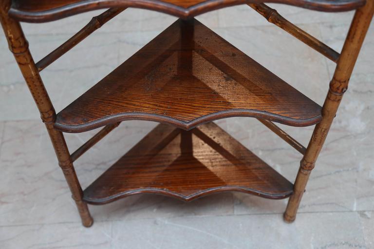 19th Century English Bamboo Corner Etagere at 1stDibs