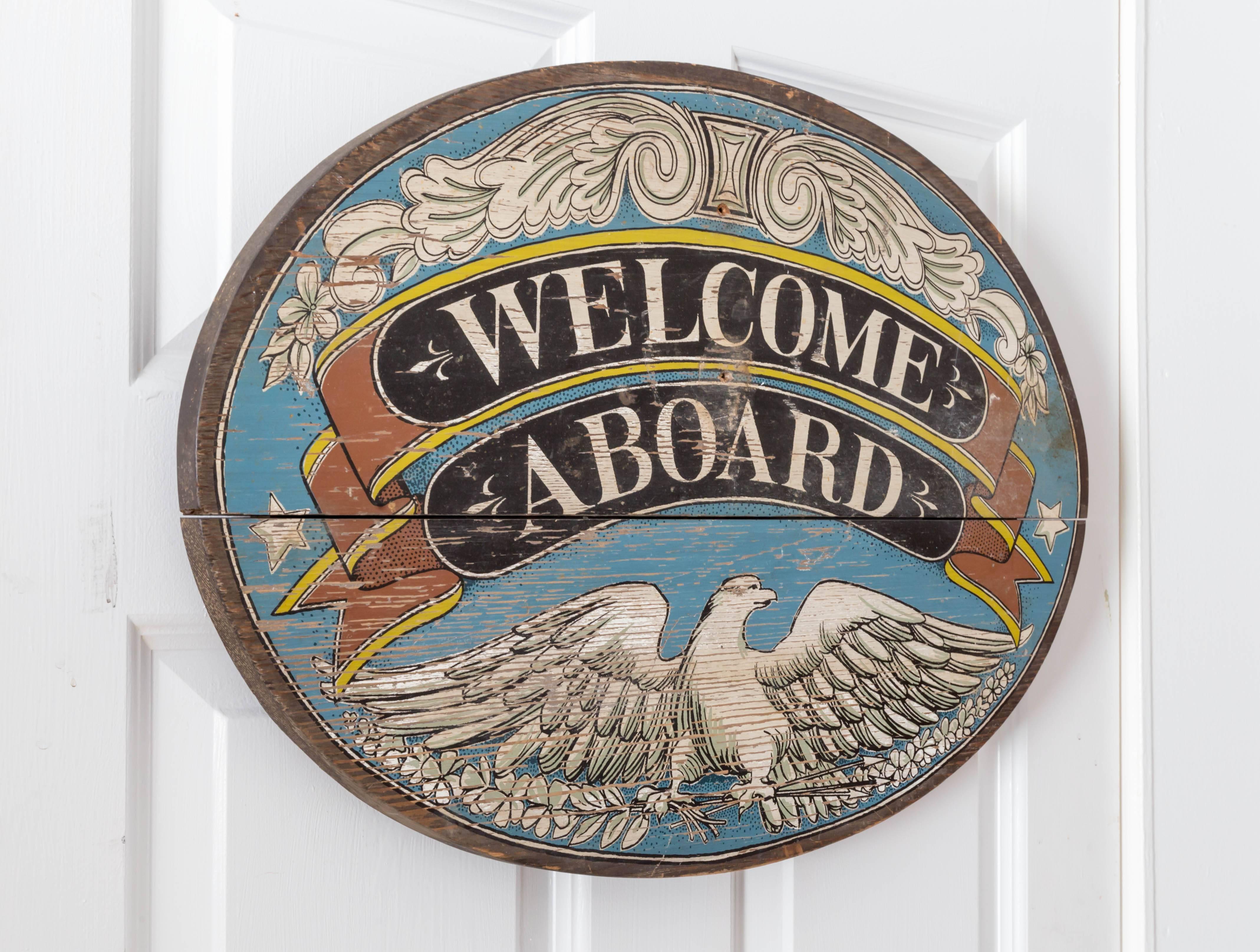 American Folk Art "Welcome Aboard" Ship Sign at 1stDibs | welcome ...