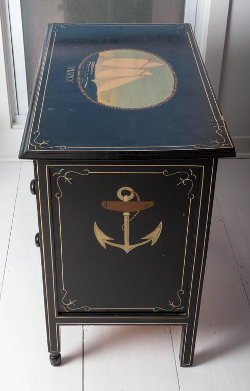 Hand-Painted Nautical/Eagle Chest of Drawers at 1stDibs