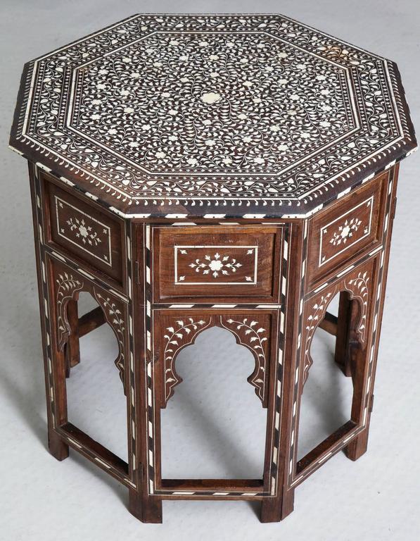 Indian Bone Inlaid Sandalwood Octagonal Table at 1stDibs