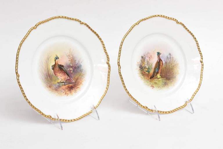 Pair of Game Bird Plates, Antique Limoges, France at 1stDibs