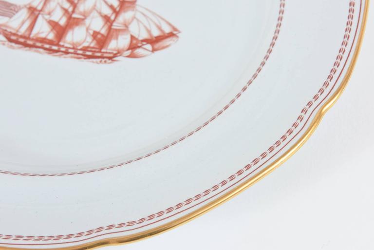 China Service for Ten, 50 Pieces Spode Tradewinds in Red, Dinner Plates ...