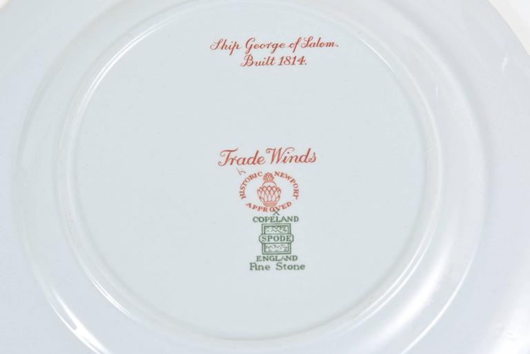 China Service for Ten, 50 Pieces Spode Tradewinds in Red, Dinner Plates ...