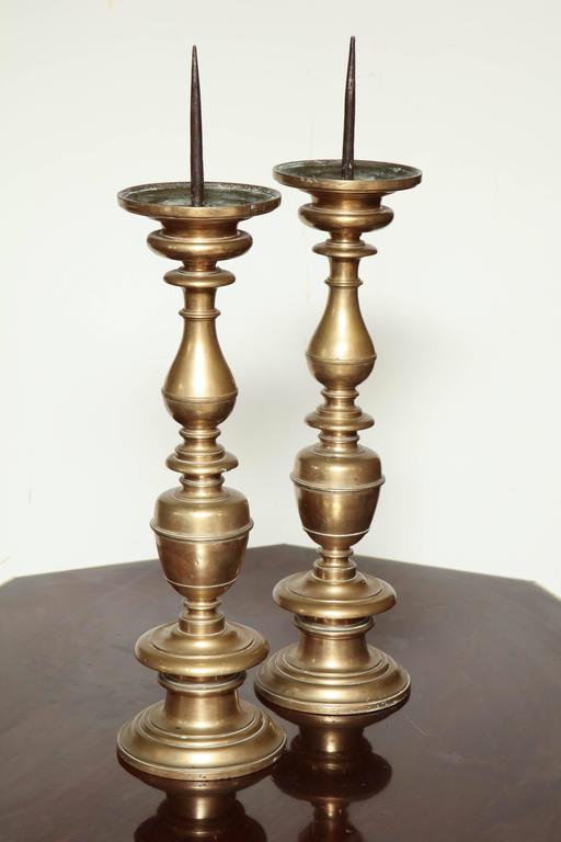 Rare Pair of Brass Pricket Stick at 1stDibs