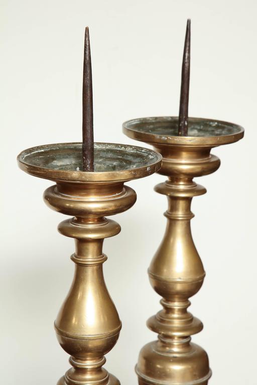 Rare Pair of Brass Pricket Stick at 1stDibs