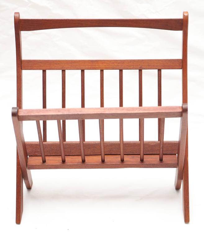 Danish Teak Mid-Century Modern Magazine Rack at 1stDibs