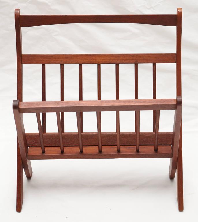 Danish Teak Mid-Century Modern Magazine Rack at 1stDibs