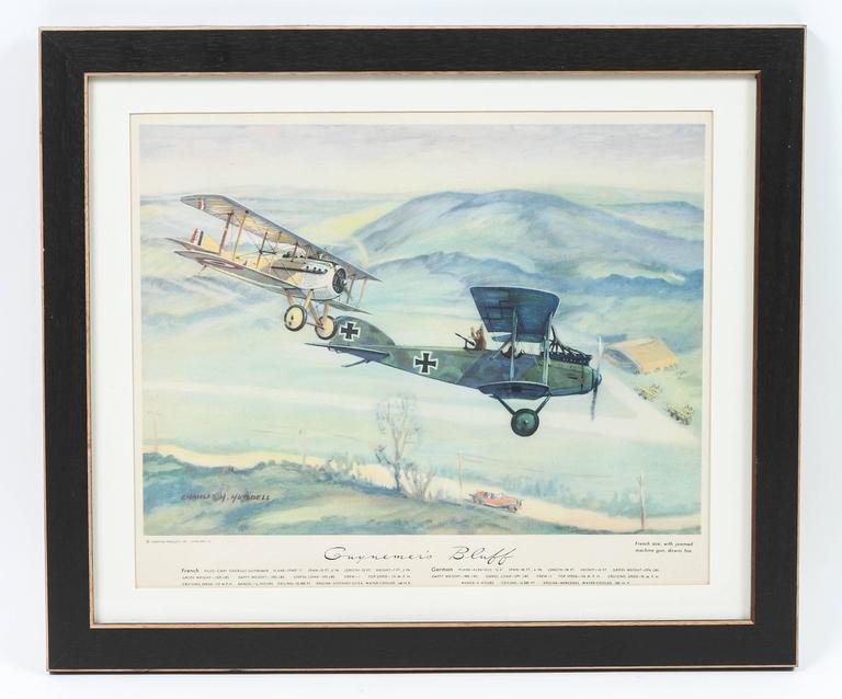1950s Framed Aviation Prints of Fighter Planes by Charles Hubbell For ...